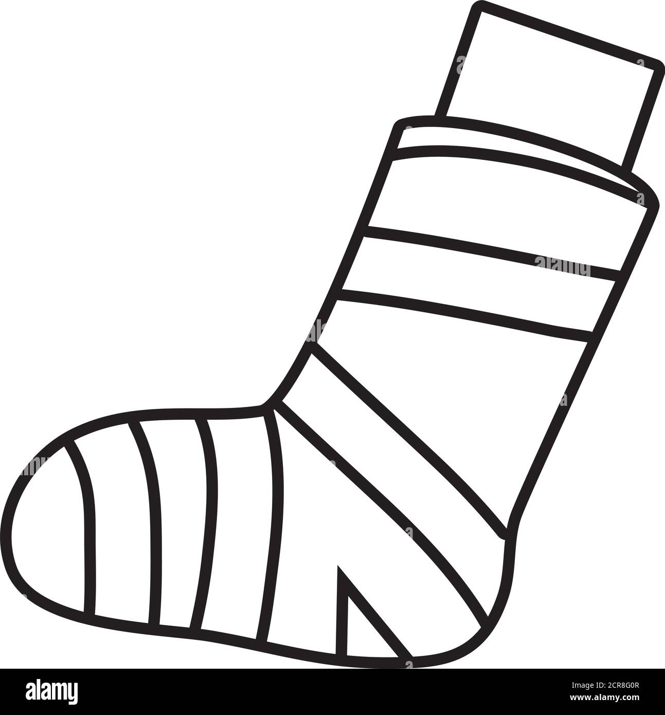 leg with bandage icon over white background, line style, vector ...
