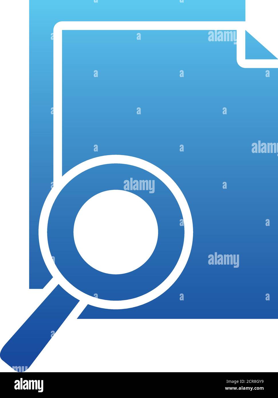 document pages and magnifying glass icon over white background ...