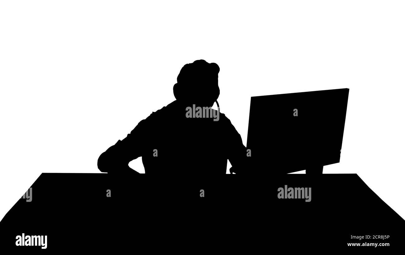 Silhouette Professional Gamer Plays Video Game on His Computer a Stock ...