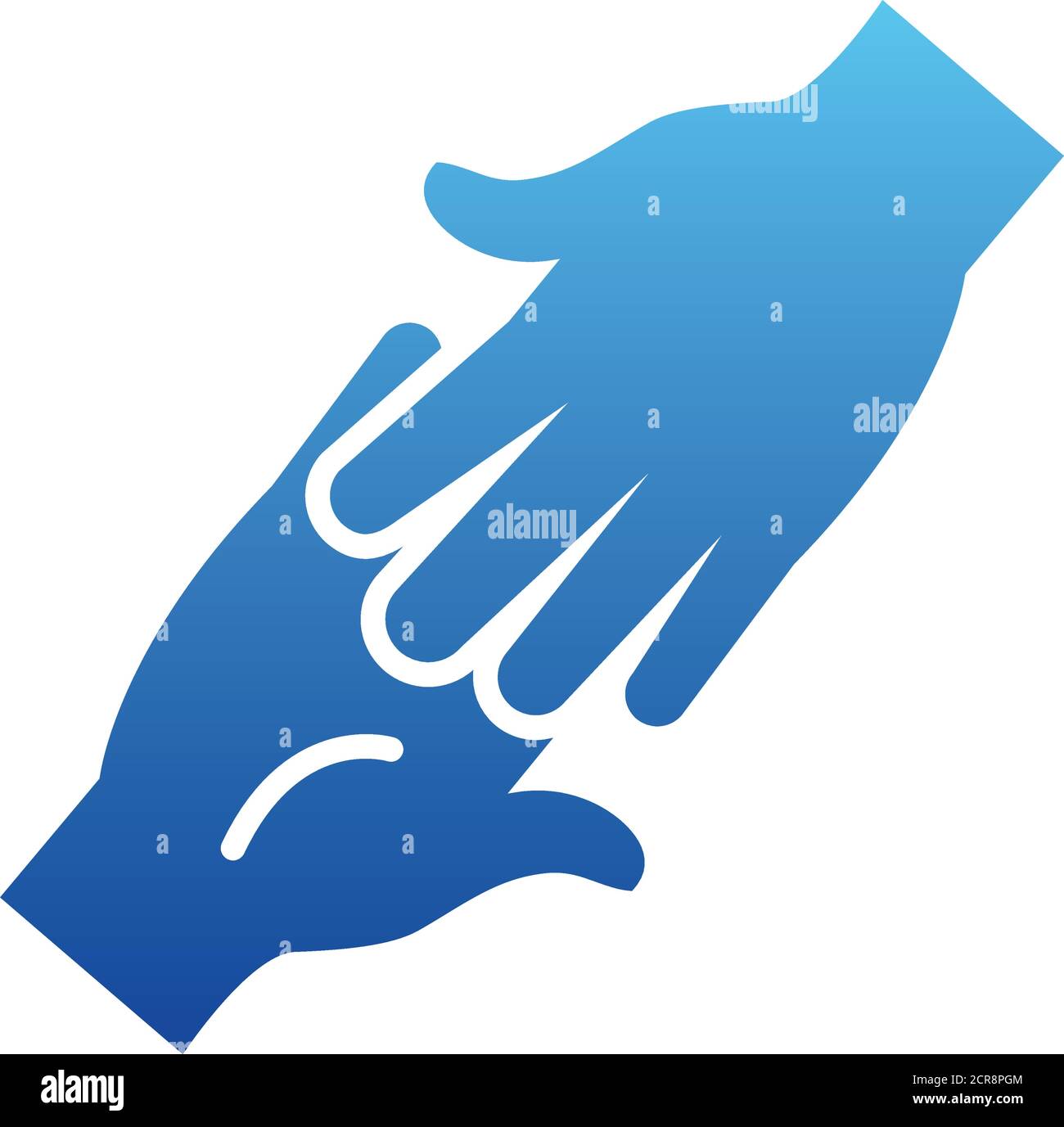 hands touching icon over white background, gradient style, vector ...
