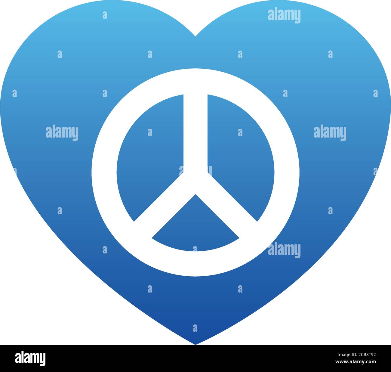 heart with peace symbol icon over white background, gradient style ...