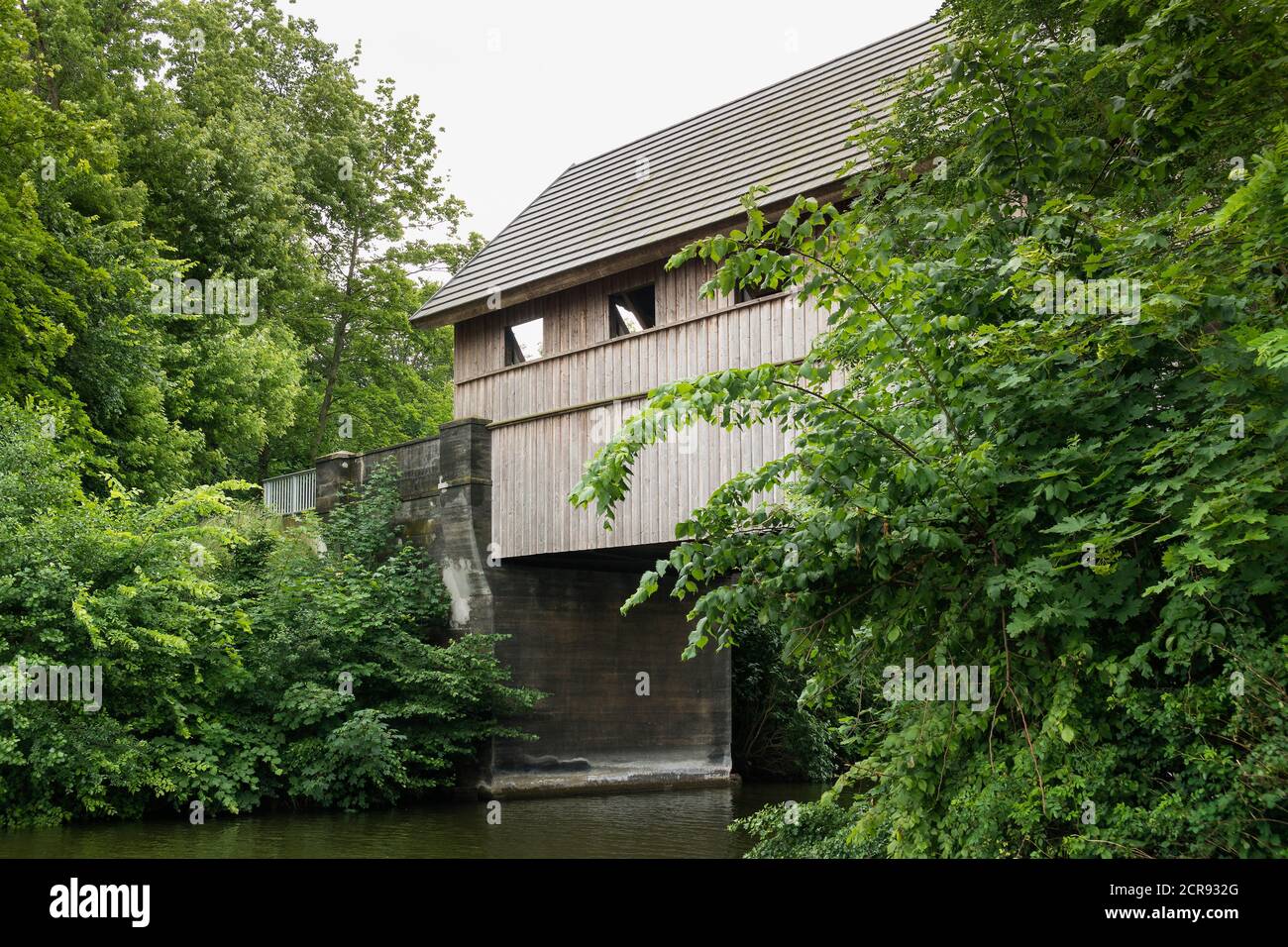 Mecklenburg, Ahrensberger Hausbrücke, the only surviving house bridge ...