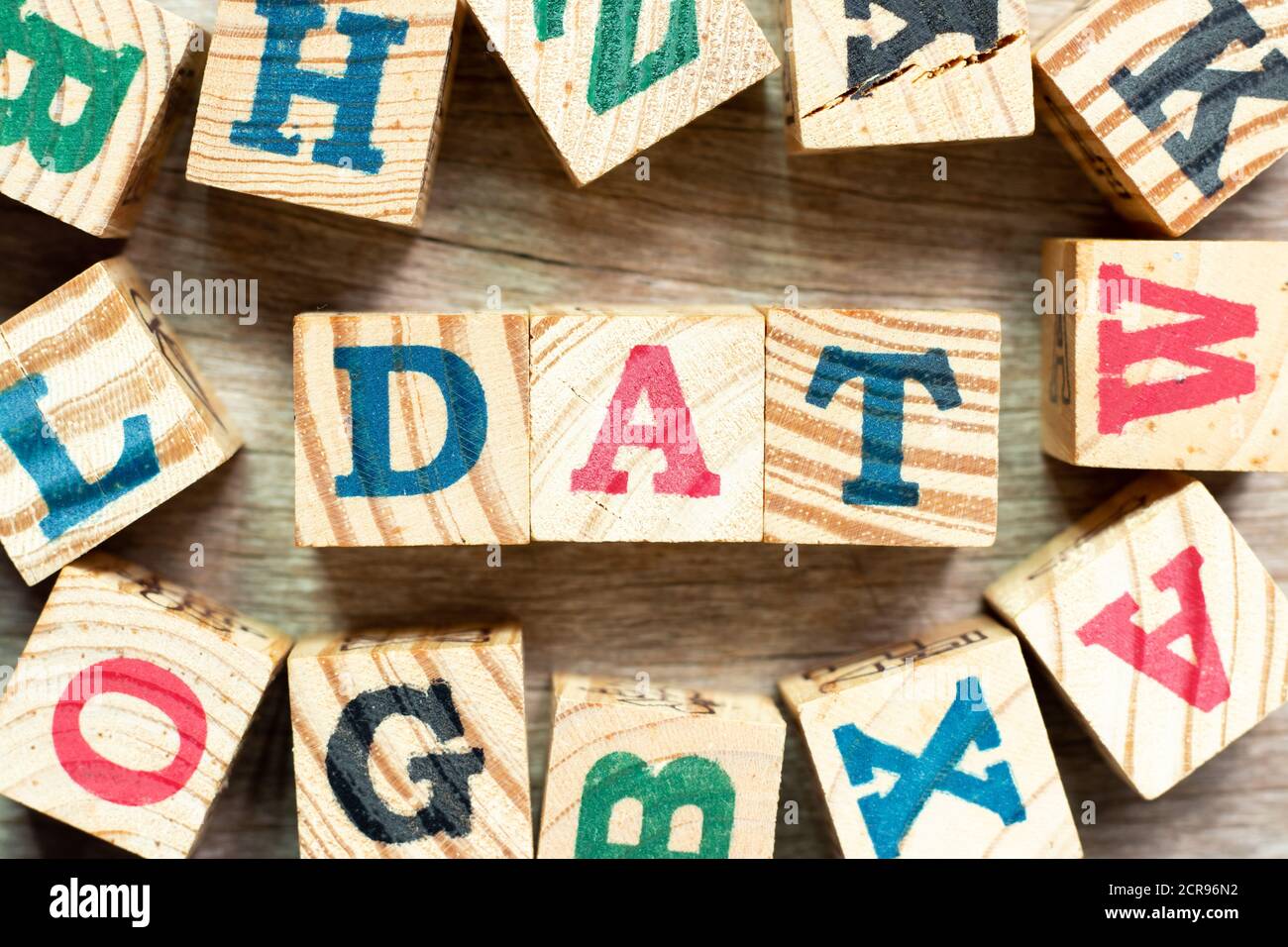 Alphabet letter block in word DAT (Abbreviation of Delivery at Terminal ...