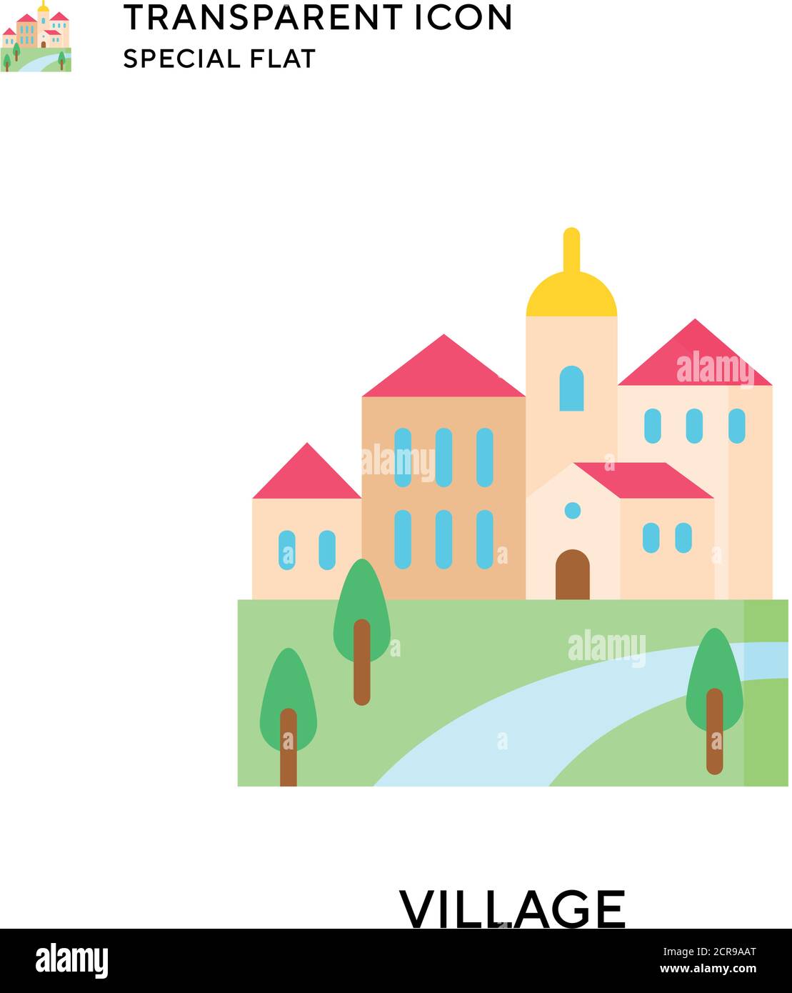 Village vector icon. Flat style illustration. EPS 10 vector Stock ...