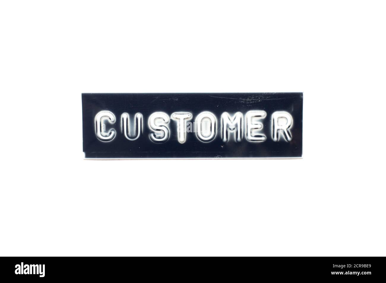 Embossed letter in word customer on black banner with white background ...