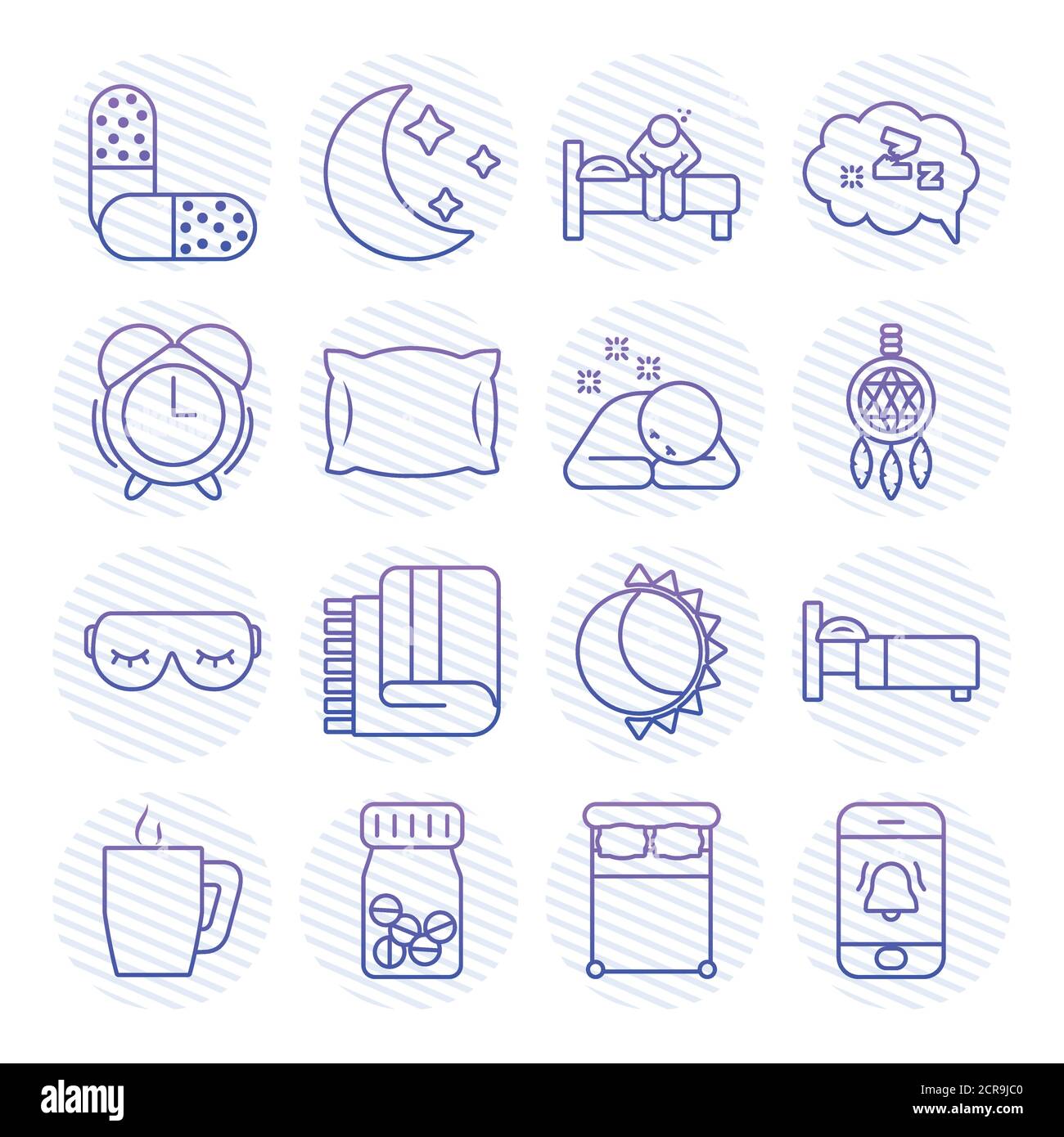 icon set of insomnia medicine pills over white background, gradient ...
