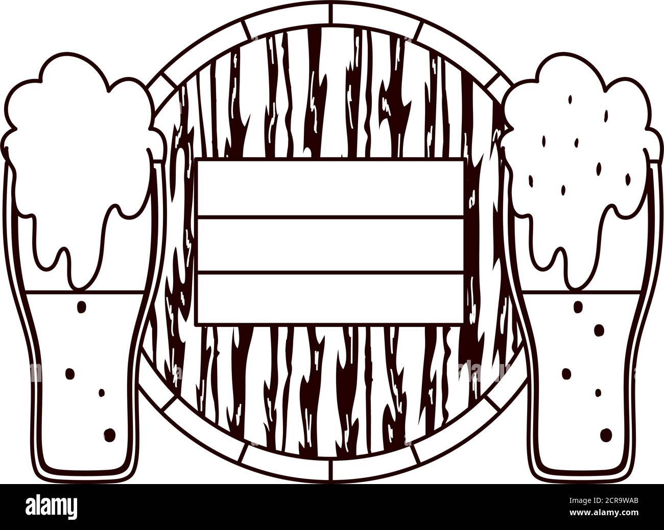 oktoberfest festival, draft beers with barrel and flag, celebration ...