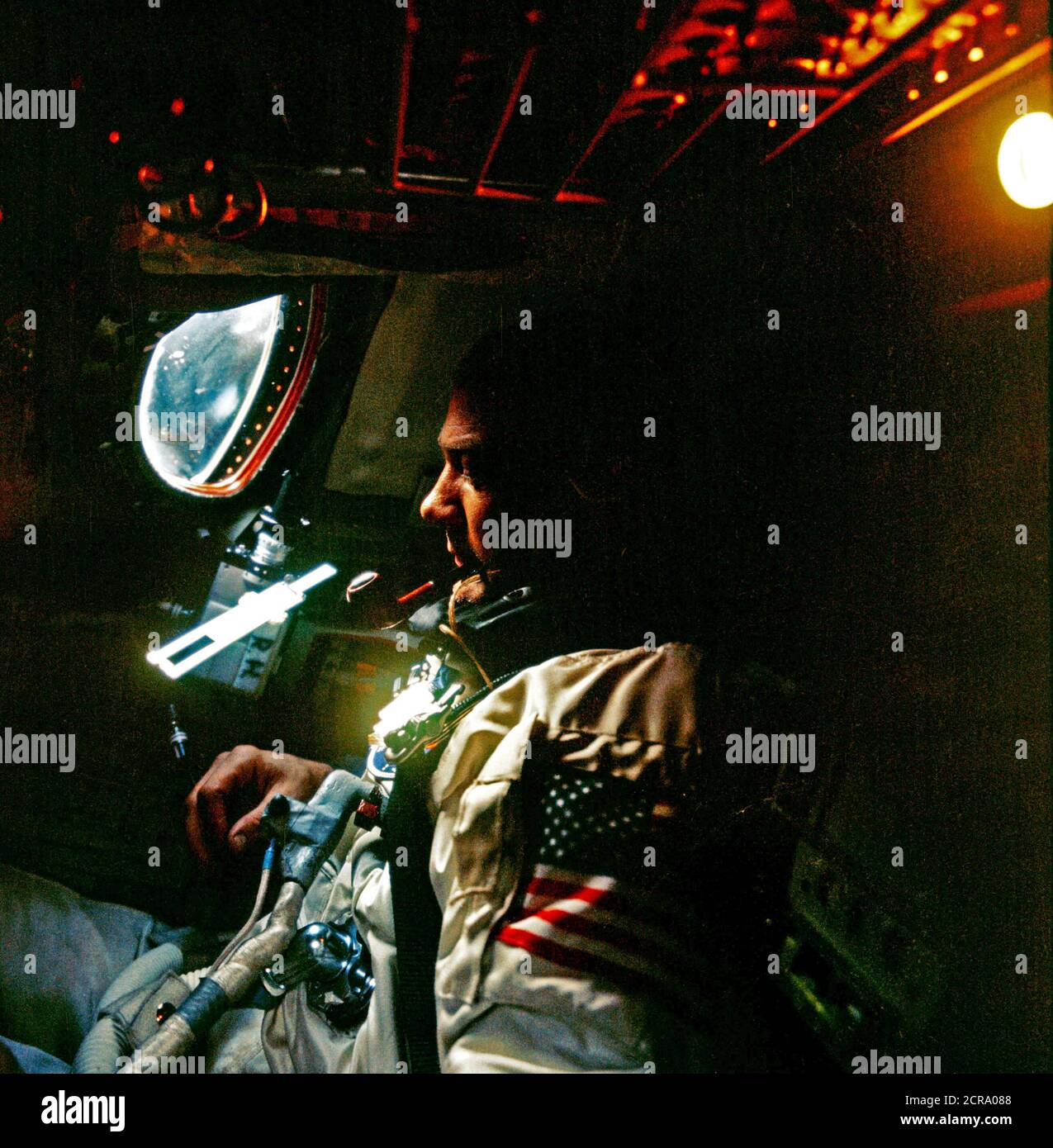 Astronaut Edwin Aldrin Jr. photographed inside the Gemini-12 spacecraft ...