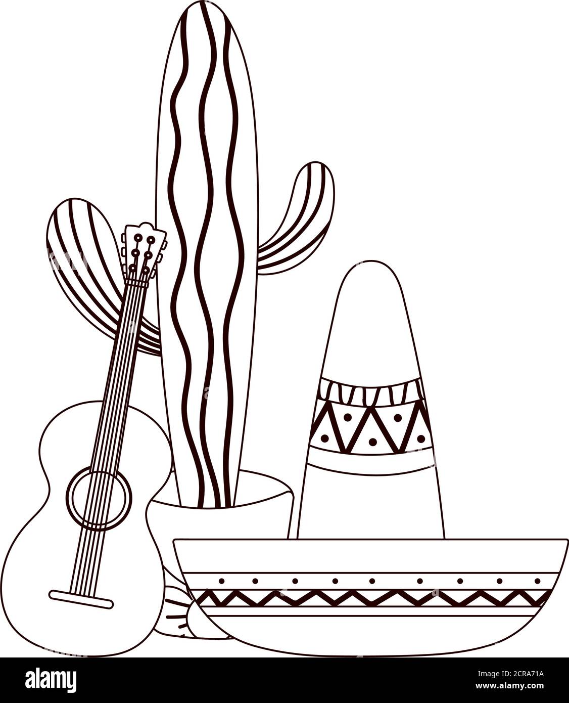 mexican independence day, potted cactus guitar and hat, celebrated on ...