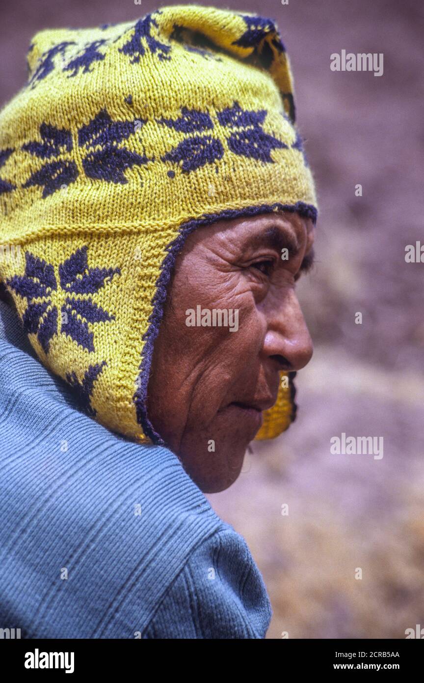 Aymara Man and Traditional Hat, near La Paz, Bolivia Stock Photo - Alamy