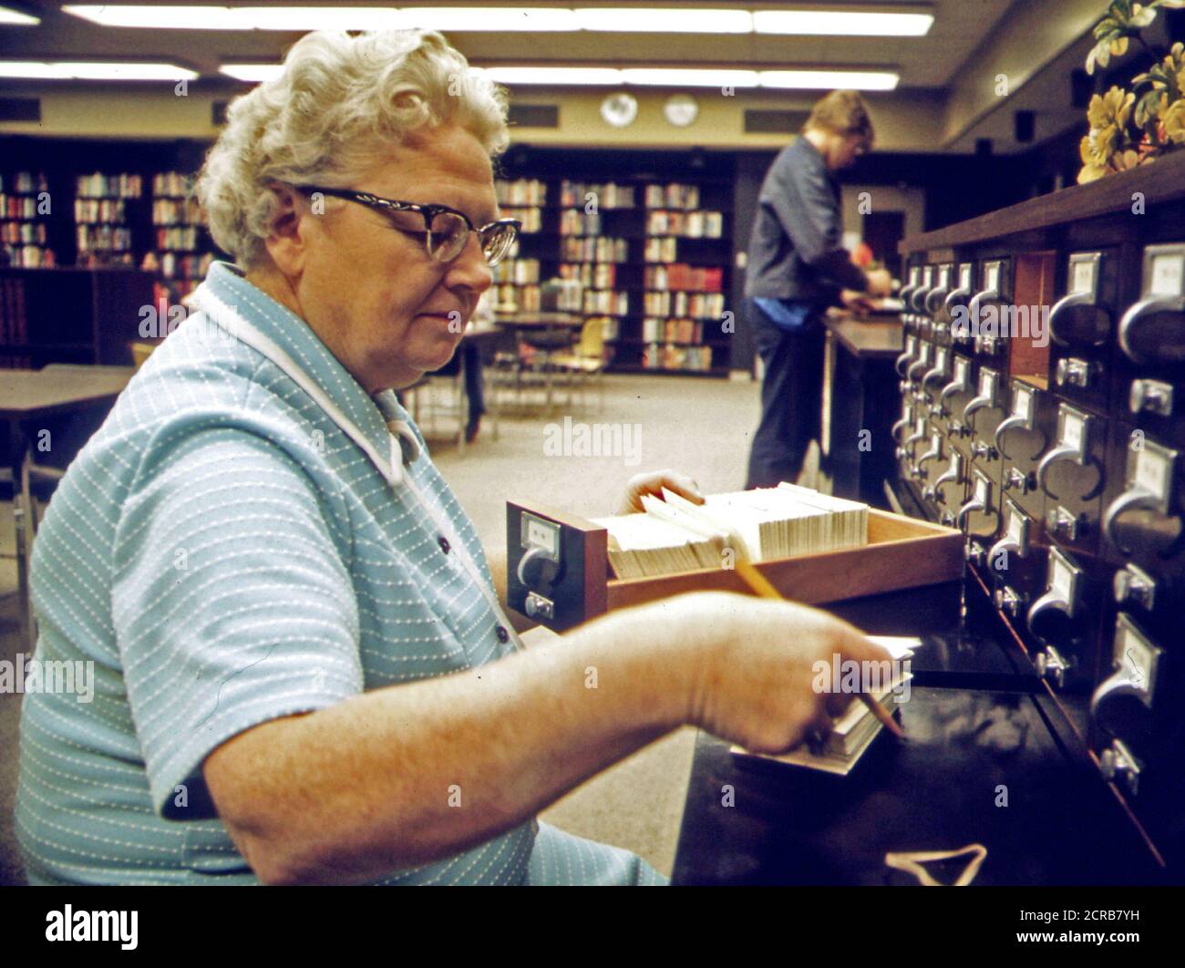 Librarian at the Card Files at Senior High School in New Ulm Minnesota ...