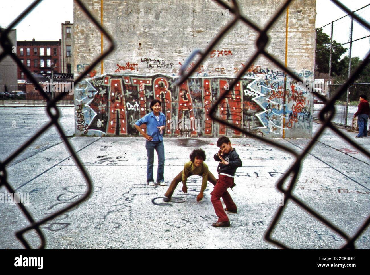 Three Boys and A Train Graffiti in Brooklyn's Lynch Park in New York ...