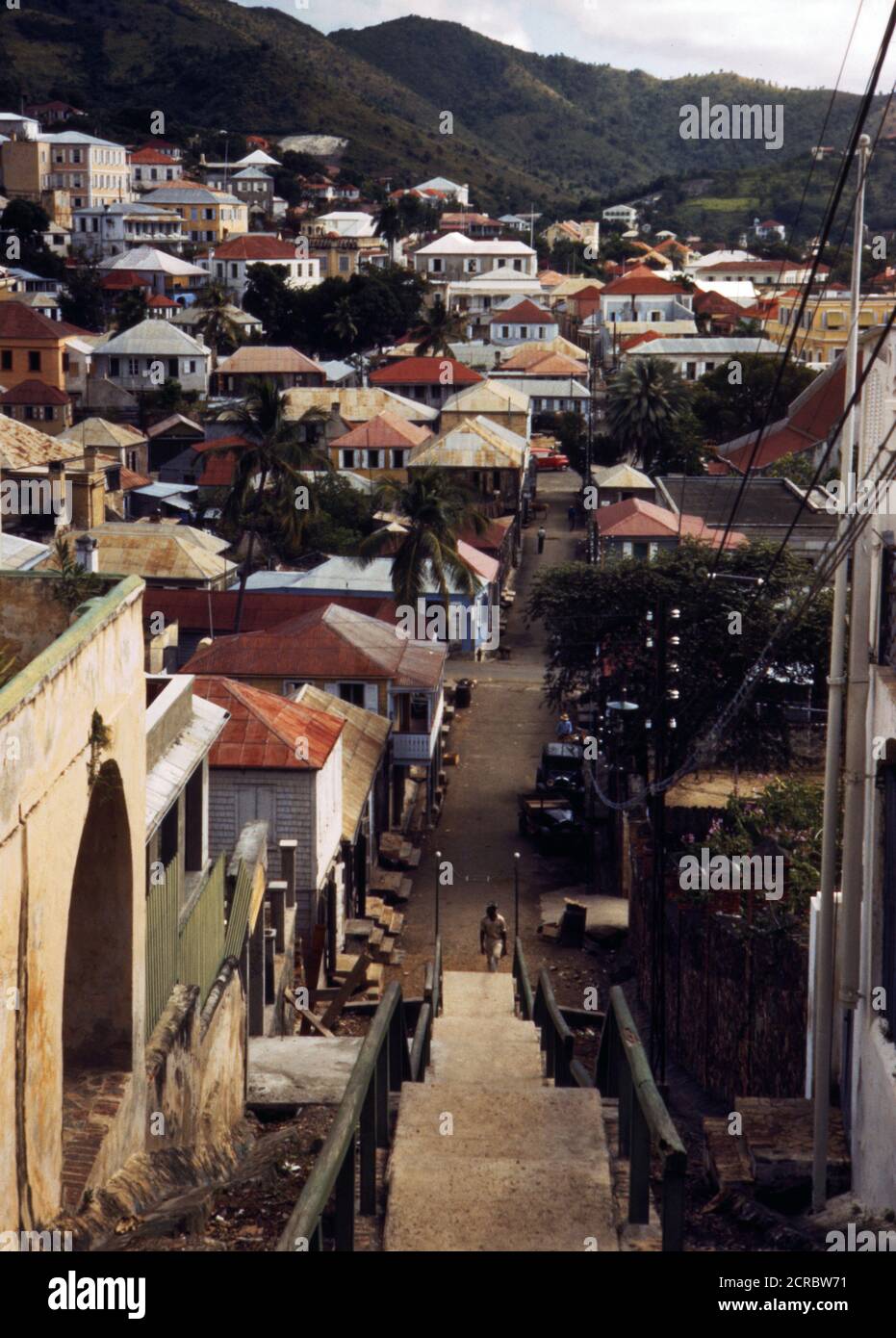 One of the steep hillside streets, Charlotte Amalie, St. Thomas Virgin ...