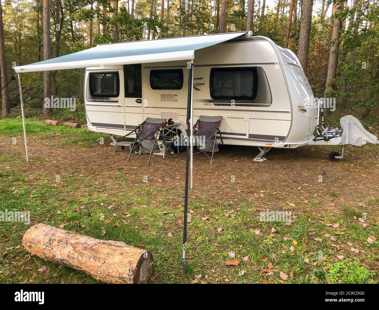 Caravan on a nature campsite Stock Photo - Alamy