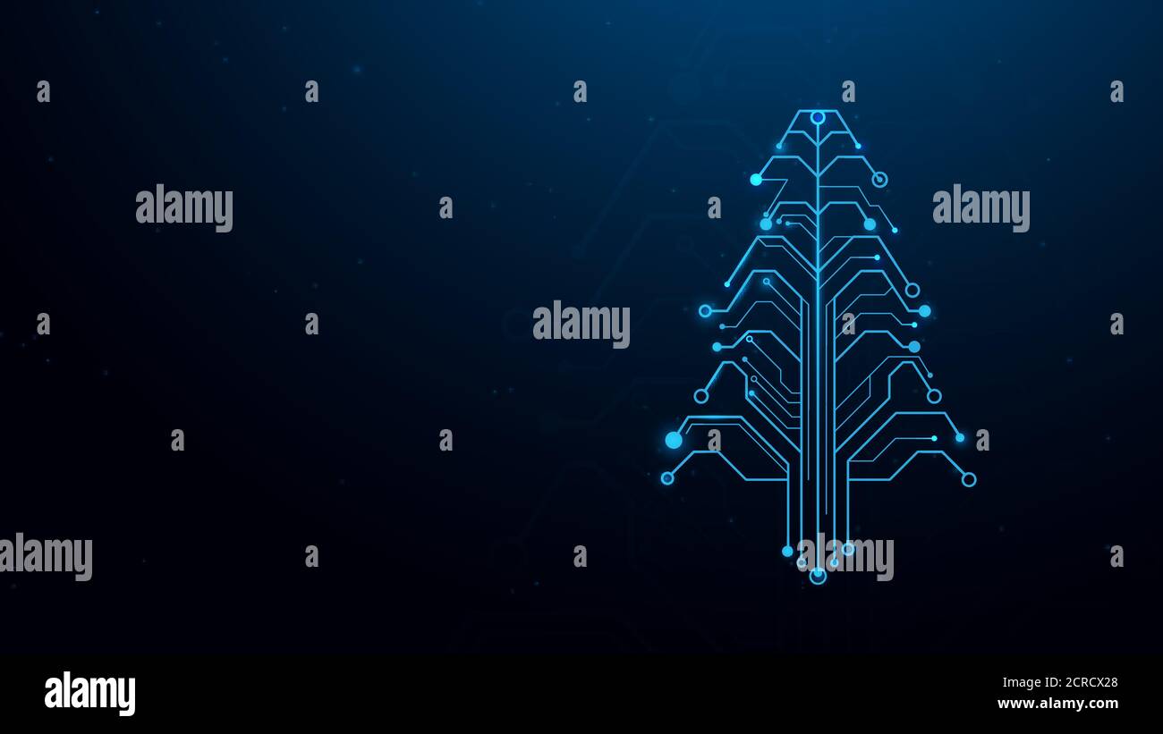 Christmas tree in circuit network digital technology electronic concept ...