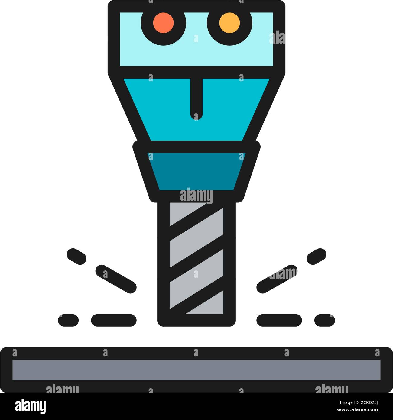 Milling works, spindle for CNC machine flat color line icon Stock ...