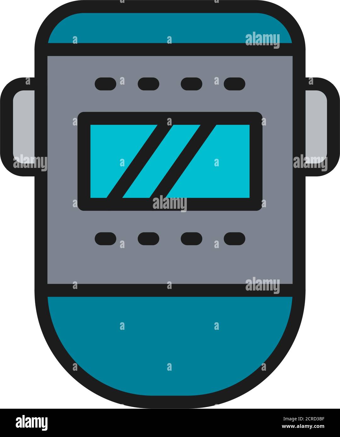 Vector welder mask, face protection flat color line icon Stock Vector ...