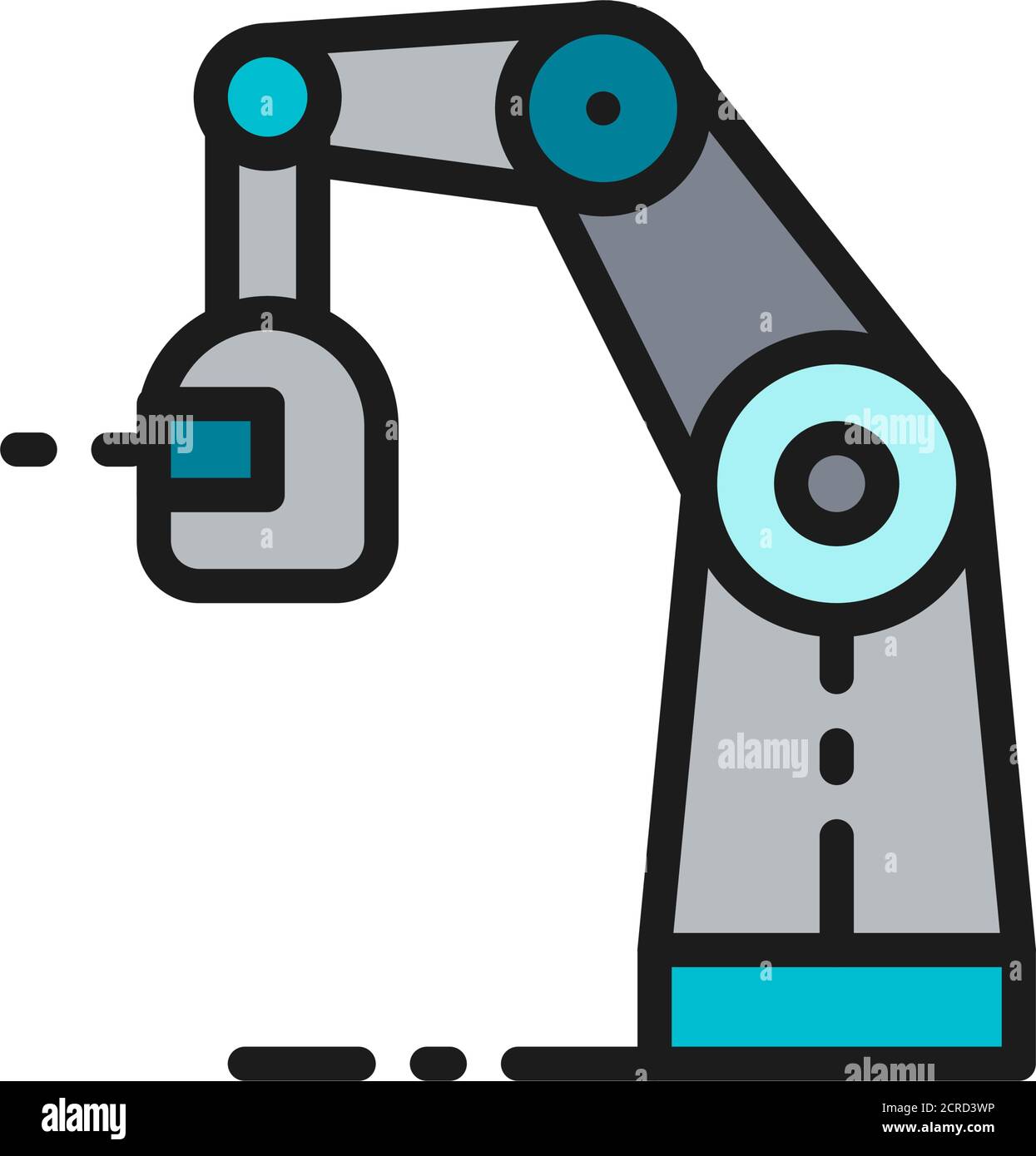 Wireless robotic welding machine, robotic arm with spark torch color line icon Stock Vector ...