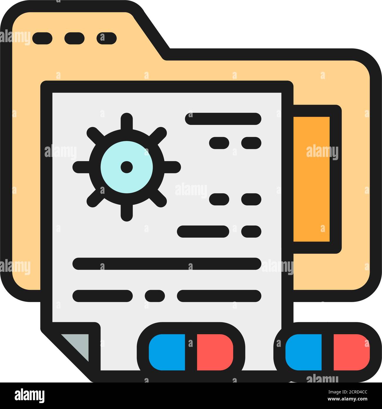 Patient files, medical prescription folder flat color line icon Stock ...