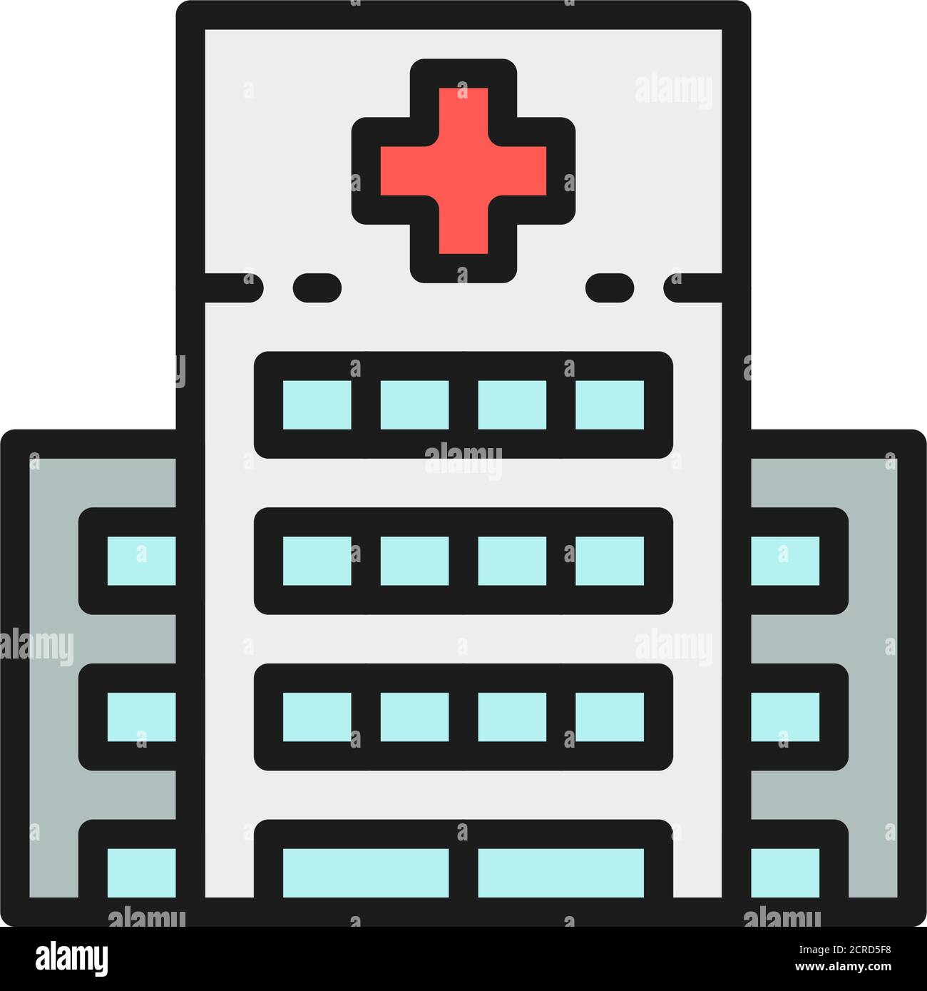 Hospital, clinic, medical building flat color line icon Stock Vector ...