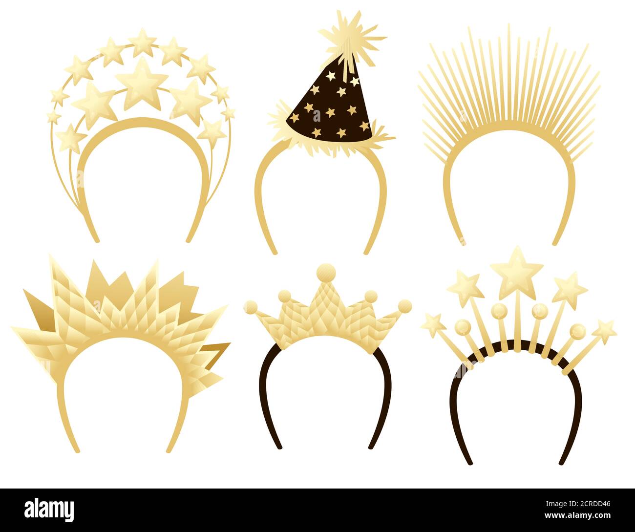 Collection of holiday head jewelry hoop crown stars flat vector ...