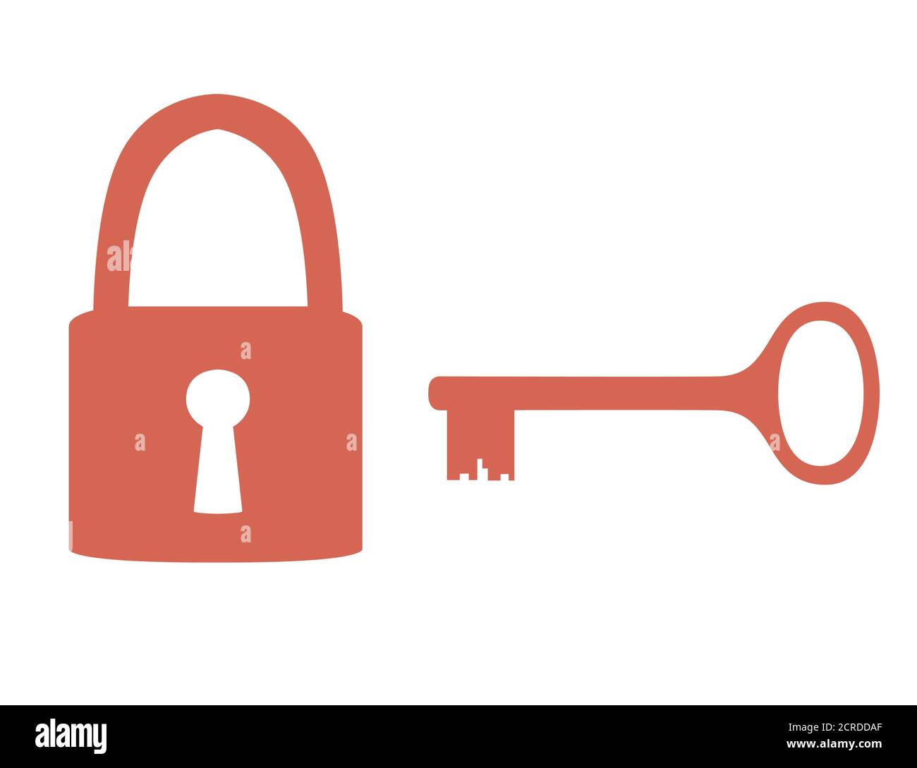 Closed lock silhouette with key classic metal lock flat vector ...