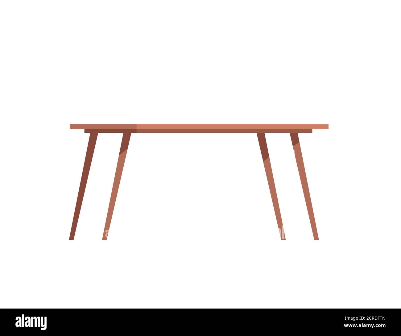 Wooden table household furniture flat vector illustration isolated on ...