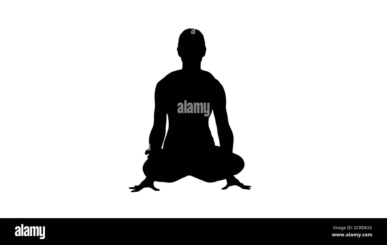 Silhouette Tolasana or Scale Pose. Beautiful woman do Yoga sitti Stock ...
