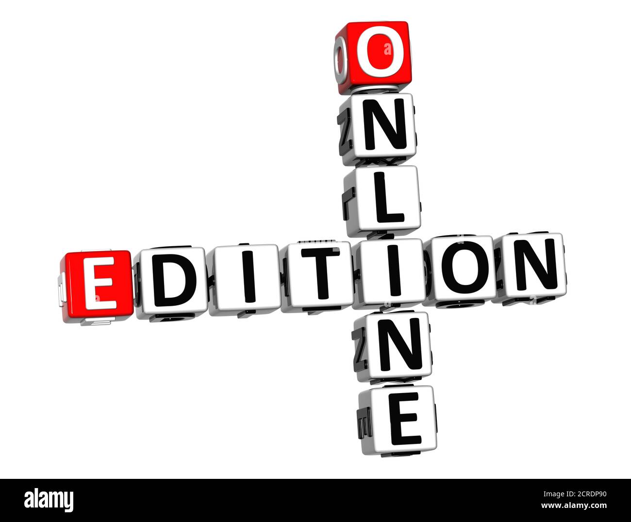 Online Edition. White and Red 3D Crossword Puzzle Stock Photo - Alamy
