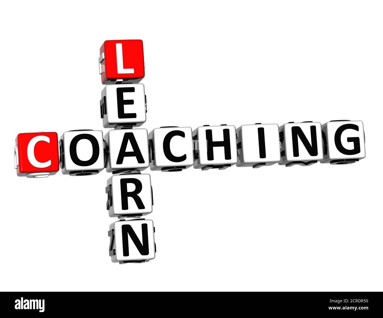 Learn Coaching. White and Red 3D Crossword Puzzle Stock Photo - Alamy
