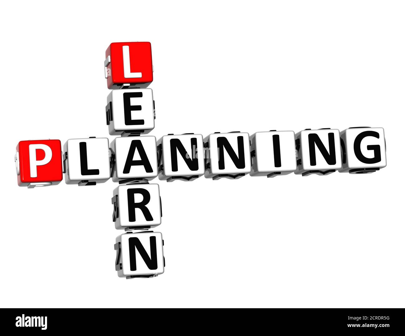 Learn Planning. White and Red 3D Crossword Puzzle Stock Photo - Alamy