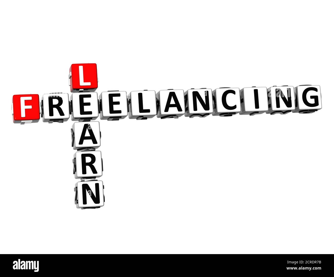 Learn Freelancing. White and Red 3D Crossword Puzzle Stock Photo - Alamy