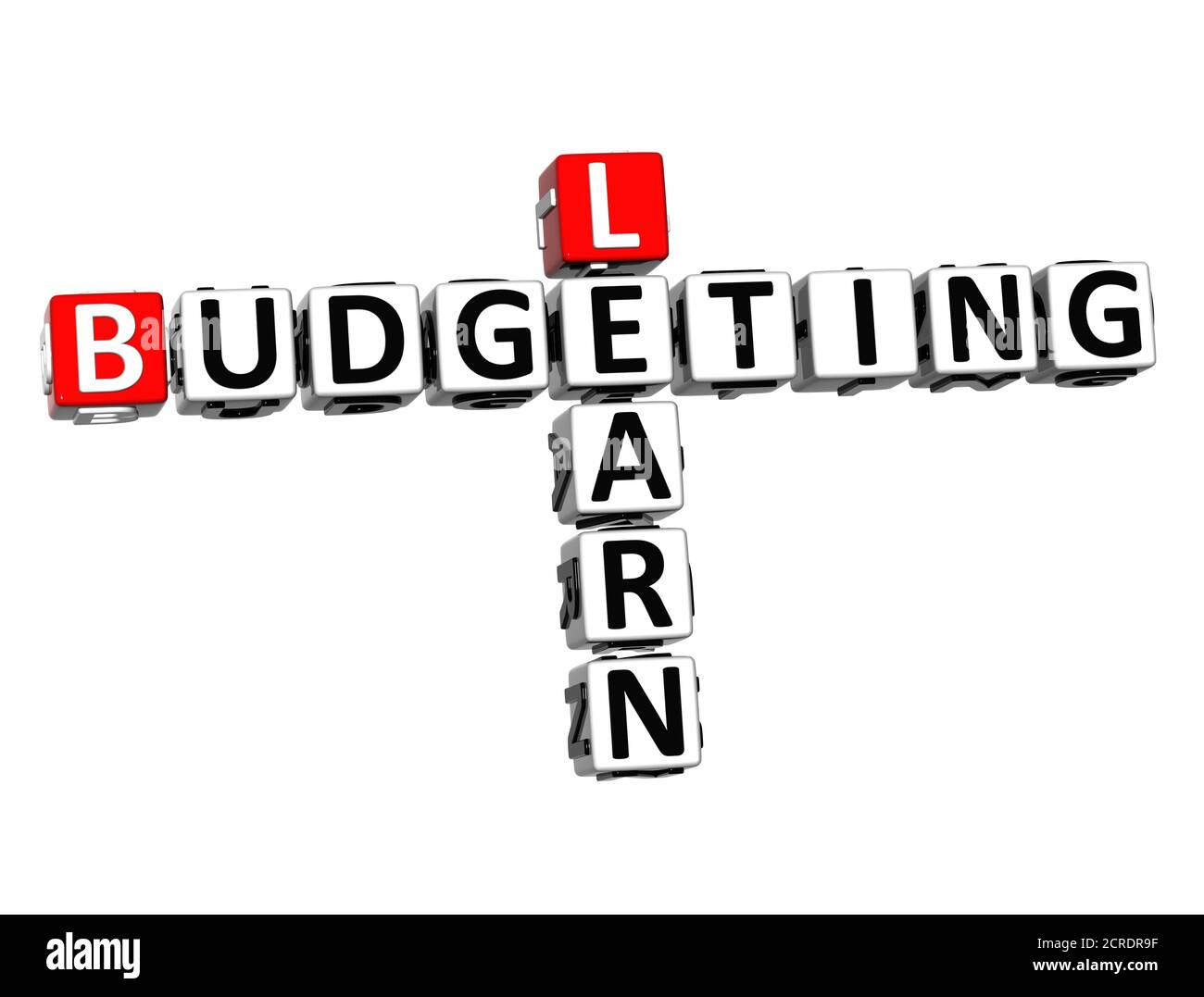 Learn Budgeting. White and Red 3D Crossword Puzzle Stock Photo - Alamy