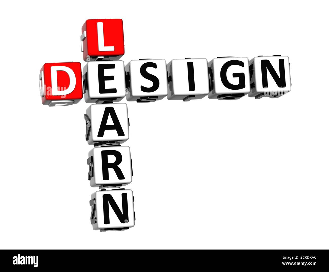 Design Learn. White and Red 3D Crossword Puzzle Stock Photo - Alamy