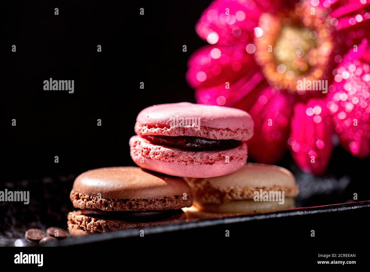 Colourful macaroons. Detailed closeup food macro background Stock Photo ...