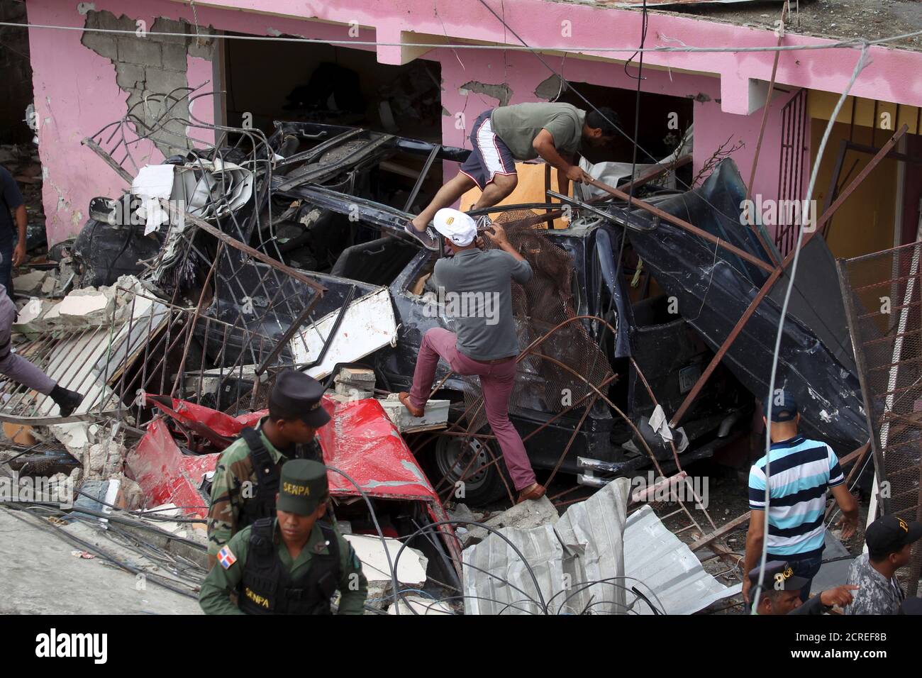 Disaster emergency services damage rubble explosion hi-res stock ...