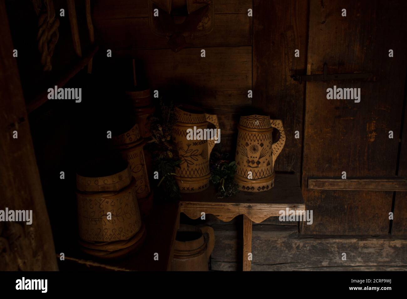 an interior of an old Slavic house Stock Photo - Alamy