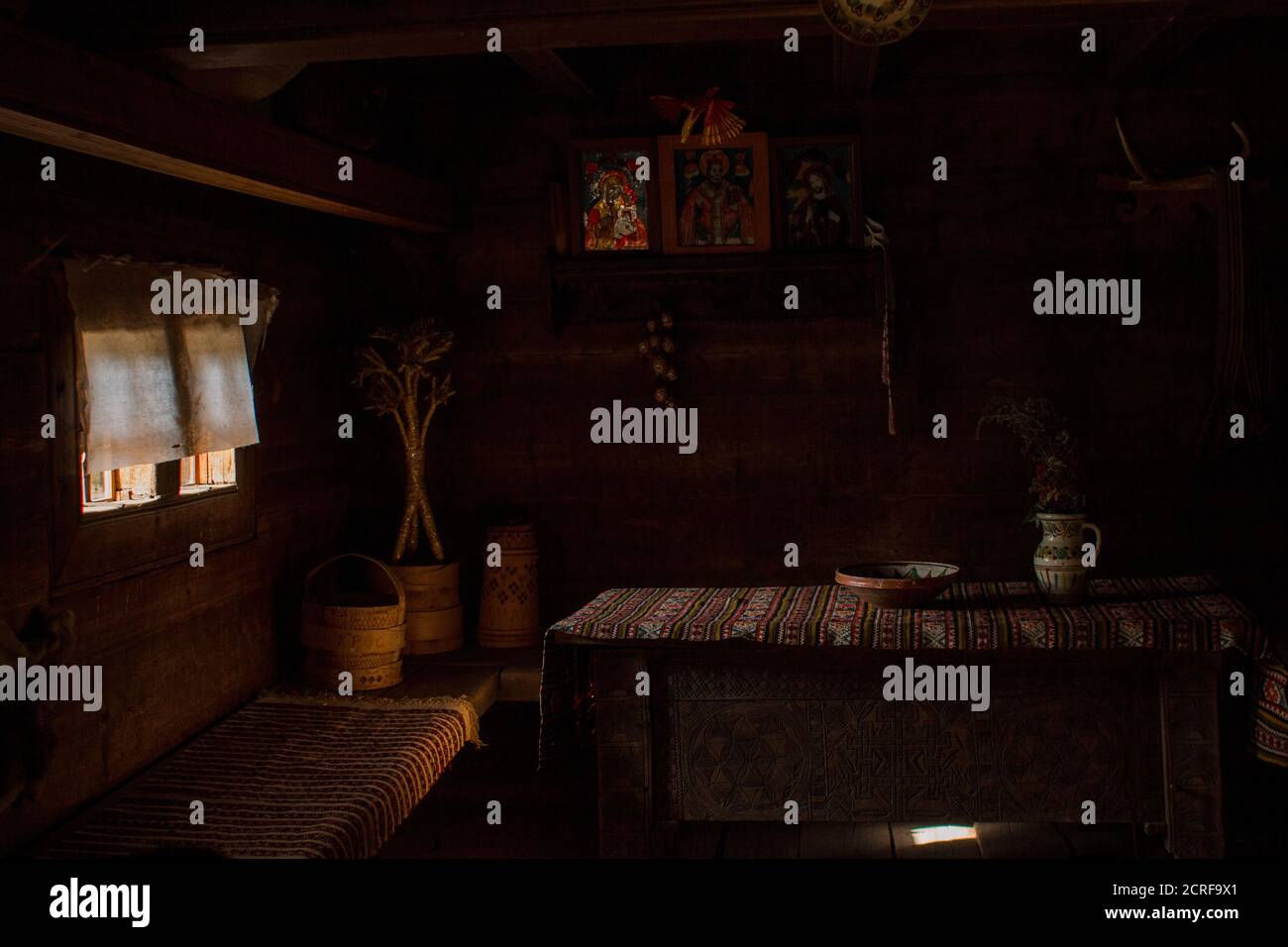an interior of an old Slavic house Stock Photo - Alamy