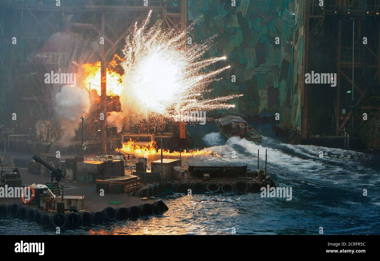 Waterworld show at universal studios in sentosa hi-res stock ...