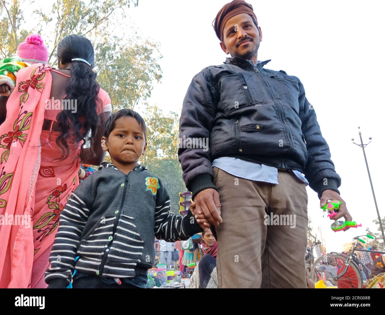 DISTRICT KATNI, INDIA - FEBRUARY 02, 2020: Indian village little kid ...