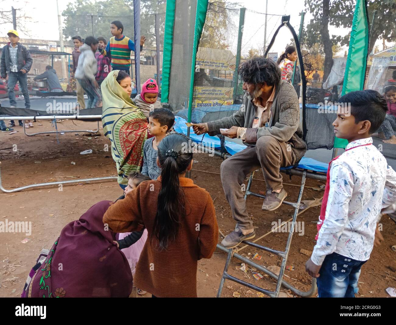 DISTRICT KATNI, INDIA - FEBRUARY 02, 2020: Indian village kids enjoying ...