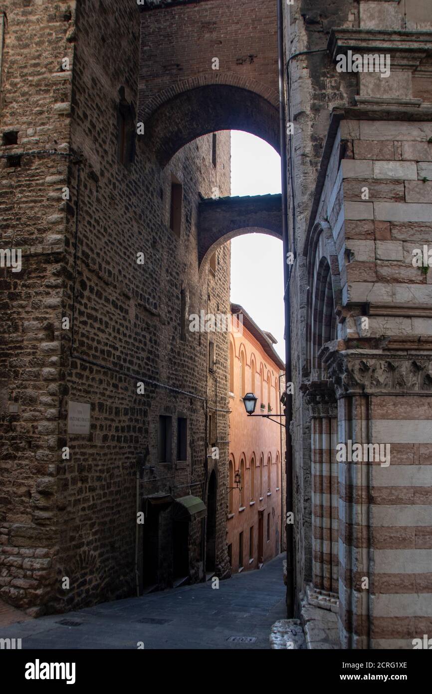 Medieval architectures in the historical center of Perugia, Italy Stock ...