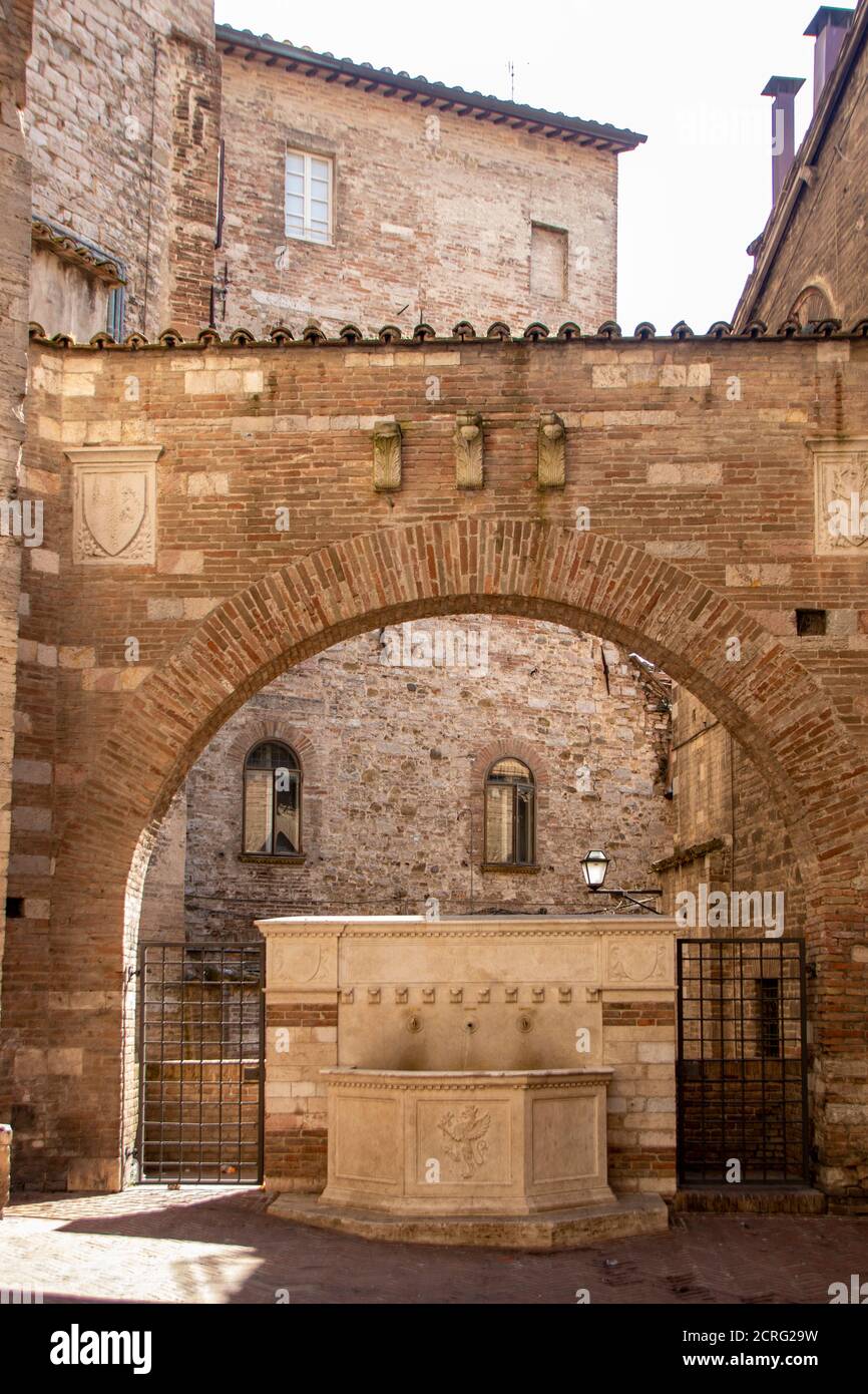 Medieval architectures in the historical center of Perugia, Italy Stock ...