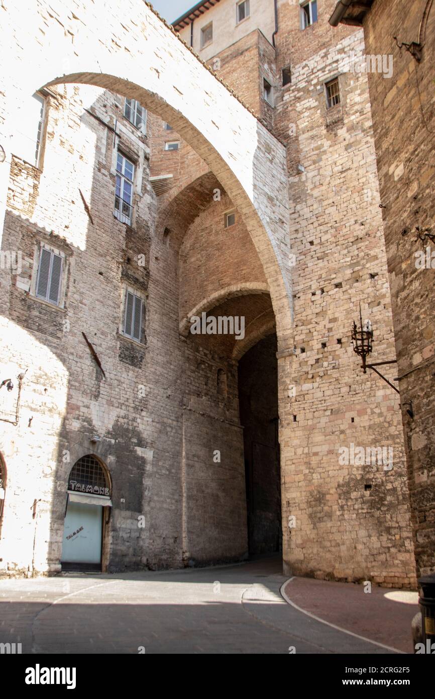 Medieval architectures in the historical center of Perugia, Italy Stock ...