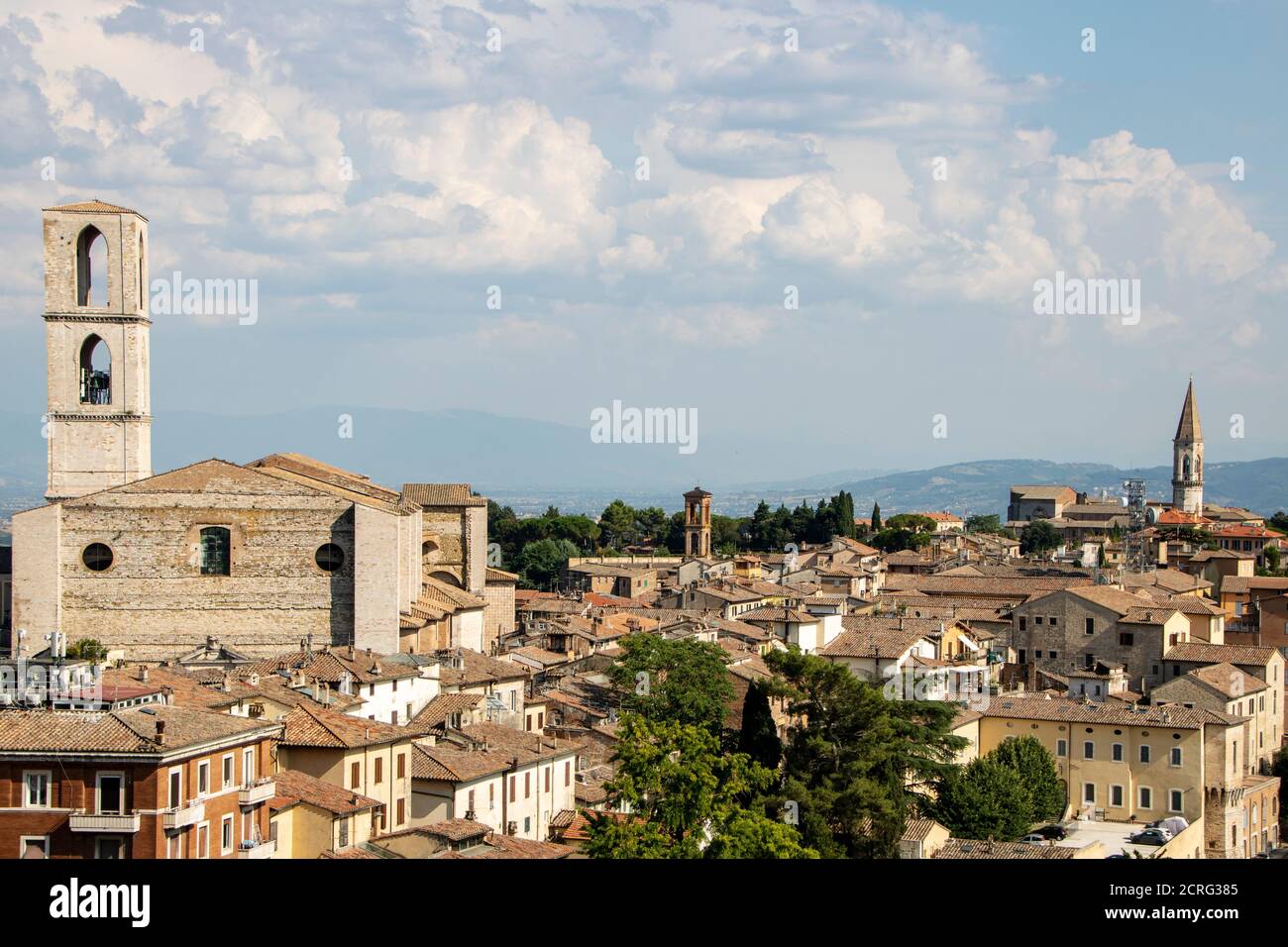 landscape of Perugia, Italy, as seen from Carducci garden Stock Photo ...