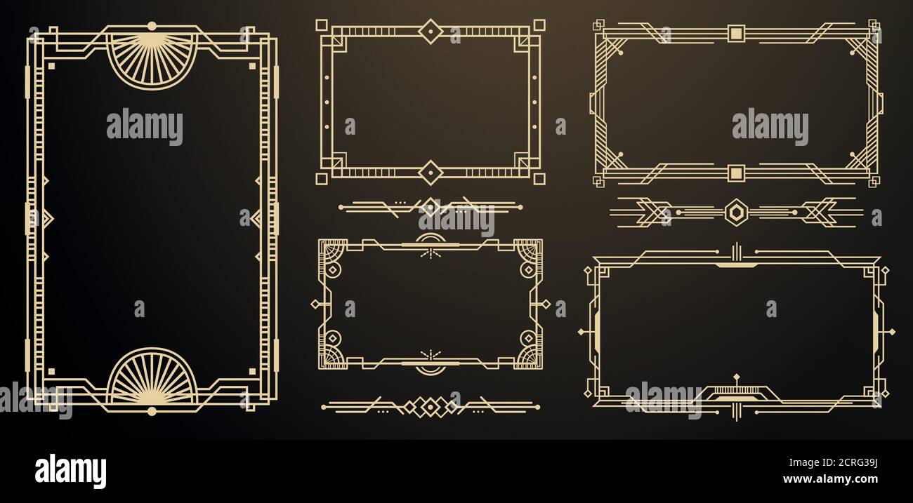 Set of Art Deco Frames and Borders. Decorative Elements. Vector ...