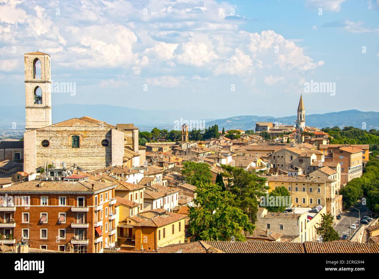 landscape of Perugia, Italy, as seen from Carducci garden Stock Photo ...