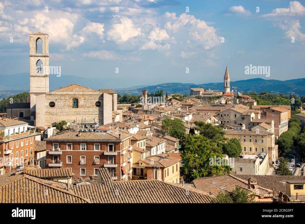 landscape of Perugia, Italy, as seen from Carducci garden Stock Photo ...