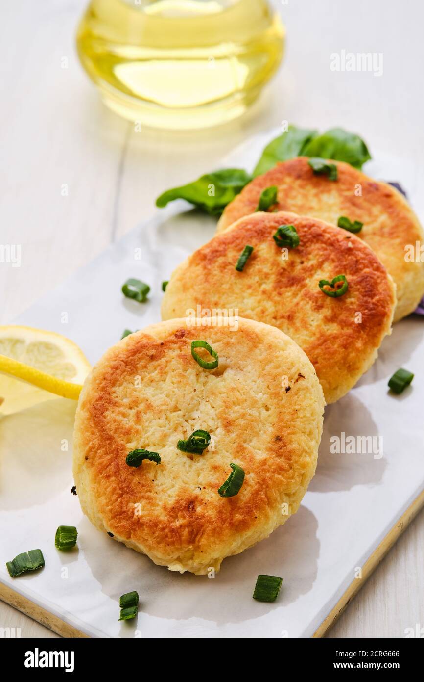 Fried cod or halibut meat cutlet Stock Photo - Alamy