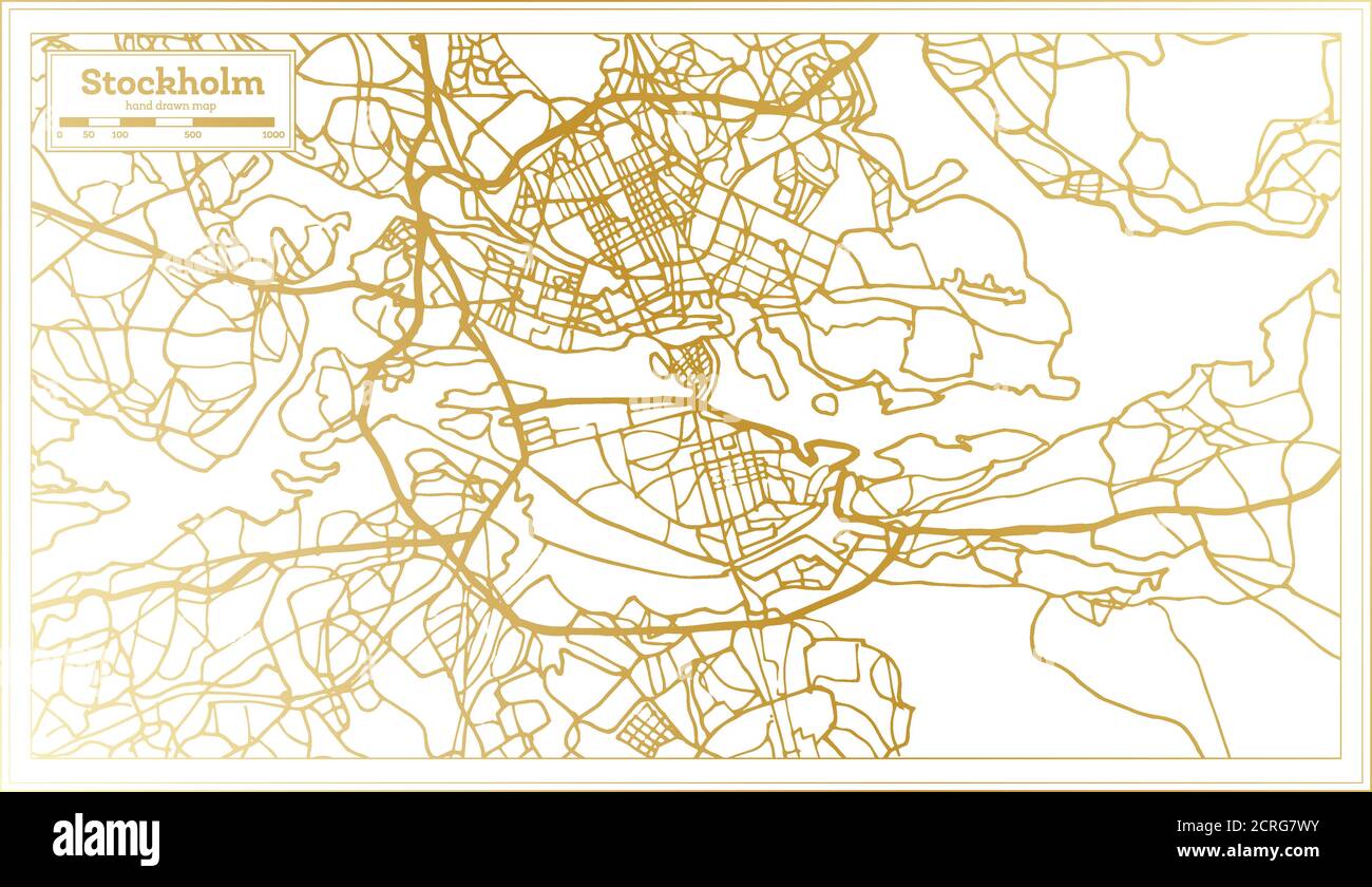 Stockholm Sweden City Map in Retro Style in Golden Color. Outline Map ...
